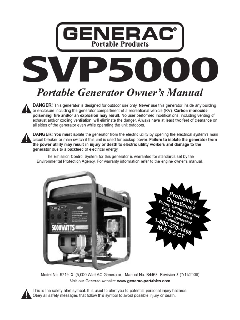 Generac Svp5000 97193 User Manual | PDF | Electric Generator ...
