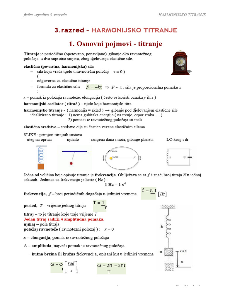Harmonijsko Titranje Skripte | PDF
