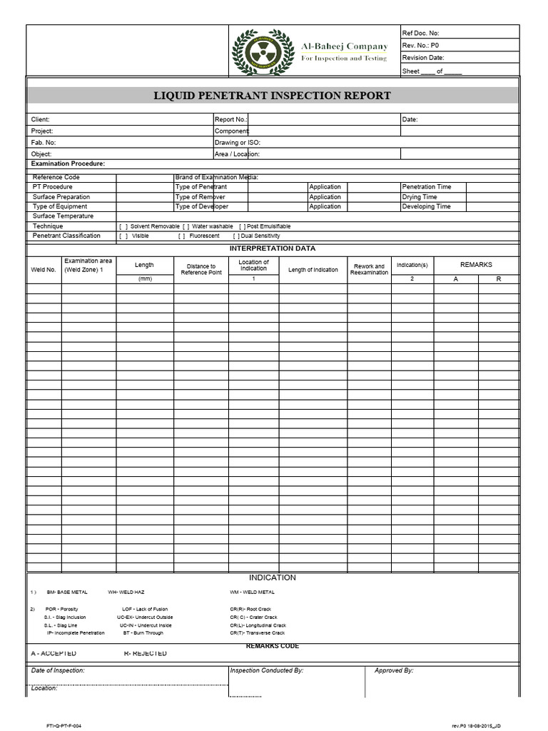 Liquid Penetrant Report | PDF | Welding | Construction