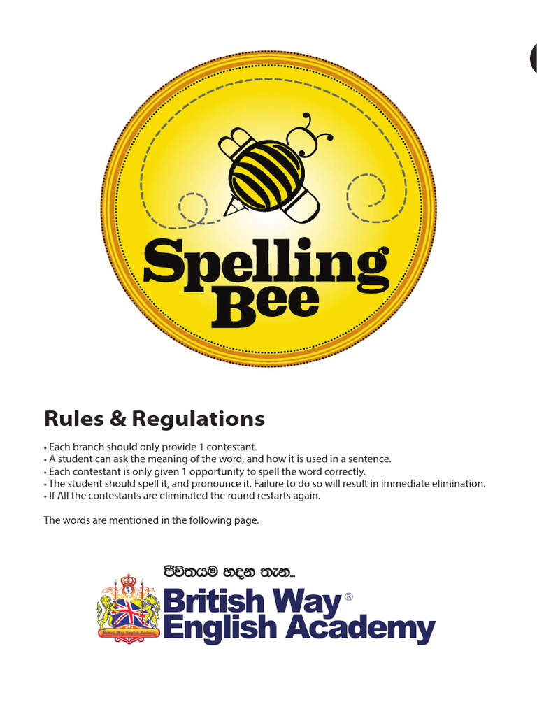 Spelling Bee Contest Rules & Guidelines | PDF