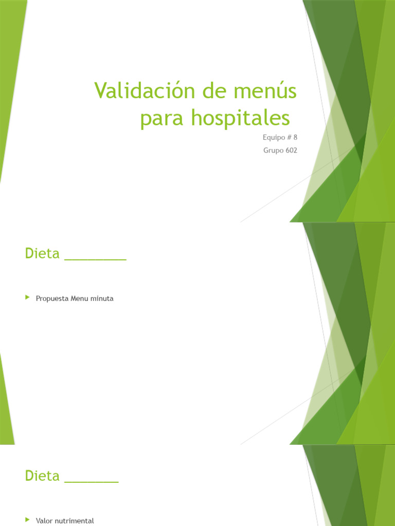 PPW Validación Menus Ev 1 Dietas Hospital | PDF