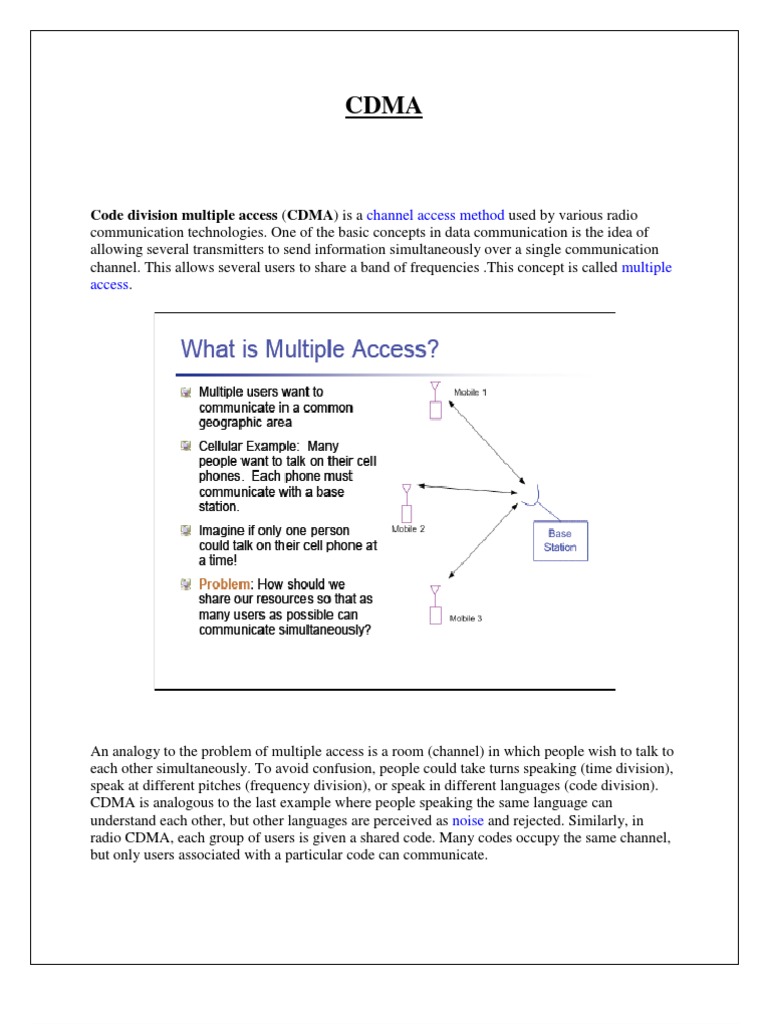 CDMA Spread Spectrum Technique | PDF | Code Division Multiple Access | Channel Access Method
