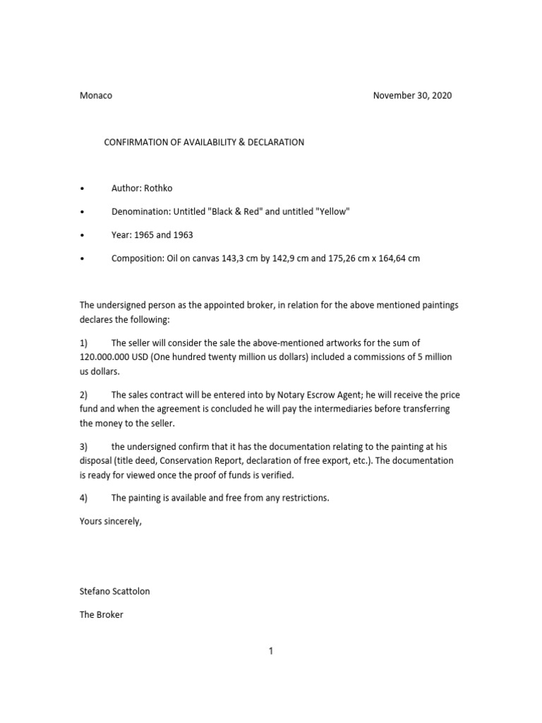 Rothko Painting Declaration | PDF