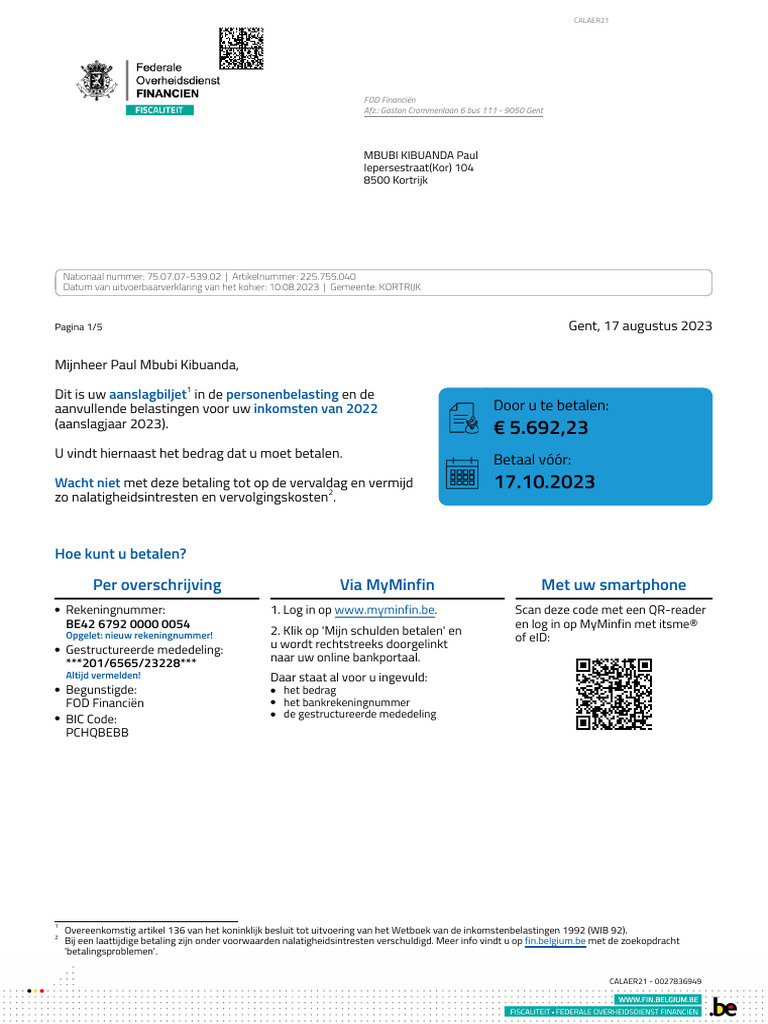 Avertissement-Extrait de Rôle 2023 | PDF