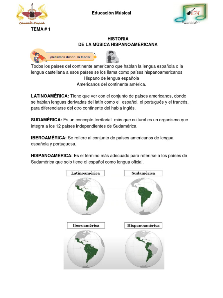Tema # 1 Historia de La Musica Hispanoamericana | PDF | America latina ...