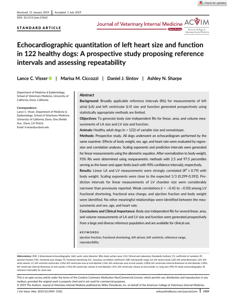 Echocardiographic Reference Ranges for Dogs | PDF | Ventricle (Heart ...
