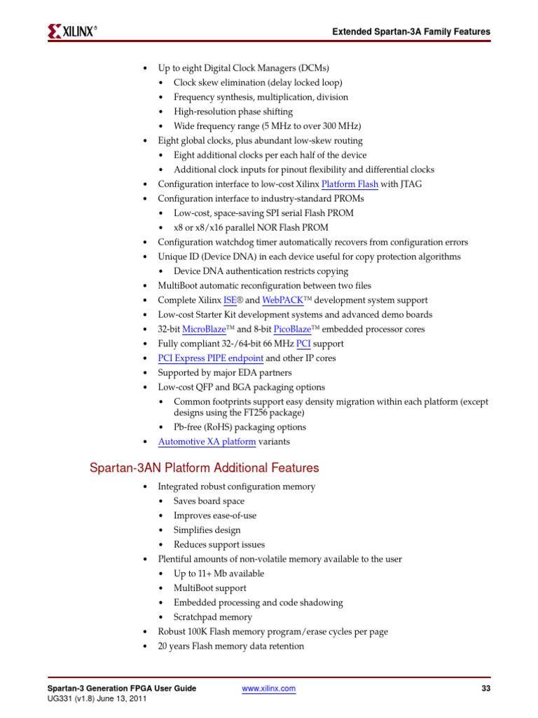 Spartan-3AN Platform Additional Features | PDF | Flash Memory | Field Programmable Gate Array