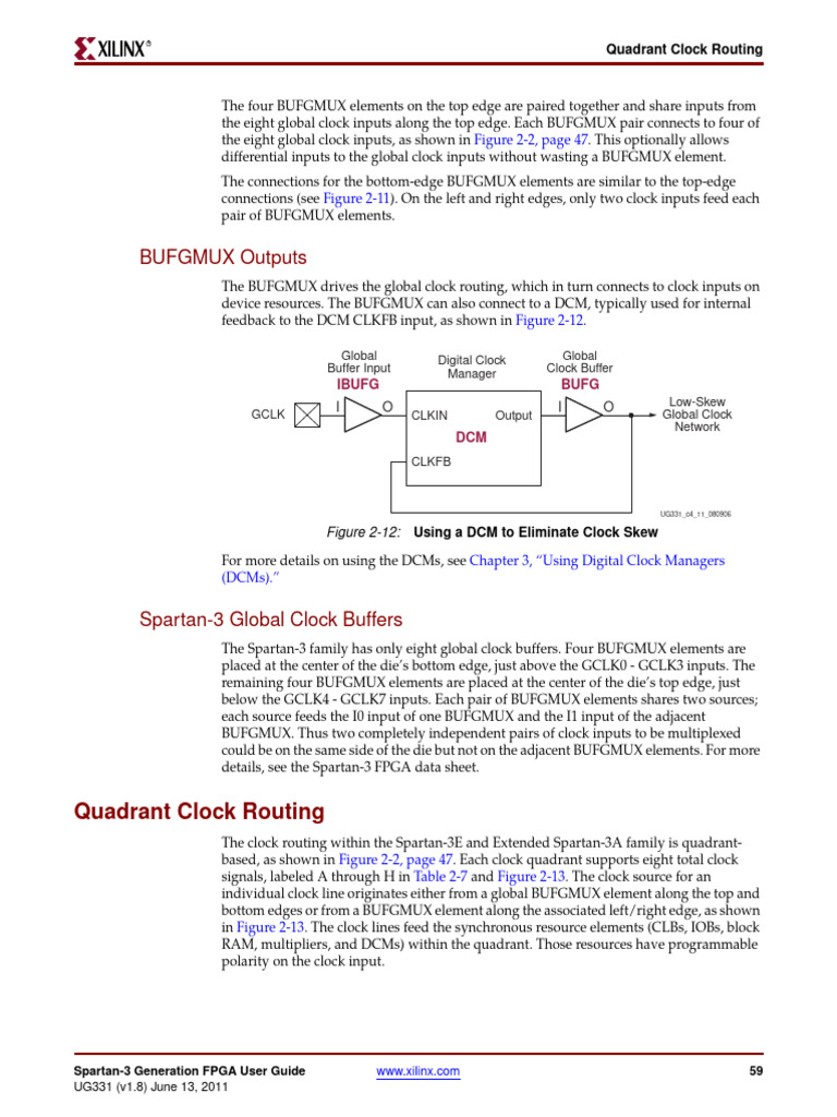 BUFGMUX Outputs: Quadrant Clock Routing | PDF | Field Programmable Gate Array | Telecommunications