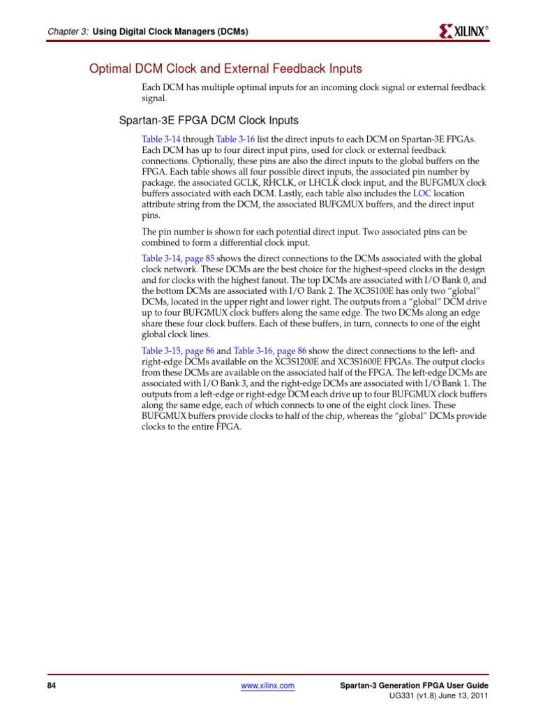 Optimal DCM Clock and External Feedback Inputs | PDF | Field ...