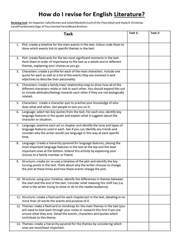 How To Revise For English Literature | PDF | Poetry