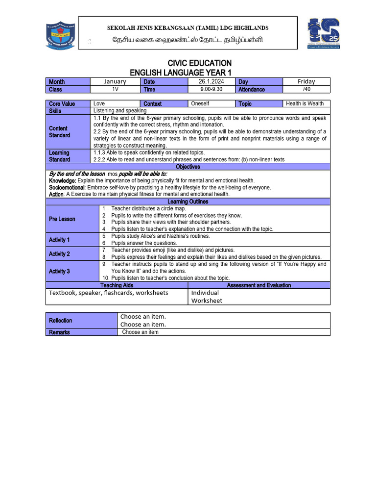 Year 1 Civic Education Lesson Plans | PDF | Lesson Plan | Teachers