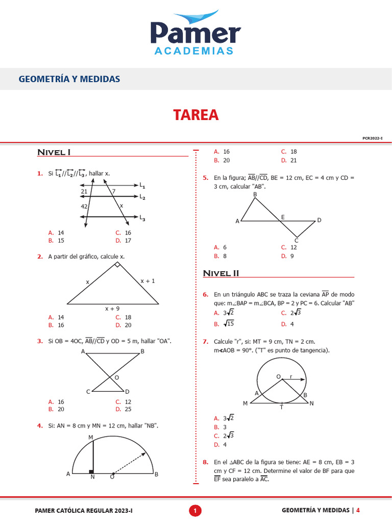 Ejercicios de Geometría y Medidas | PDF | Matemática Elemental ...
