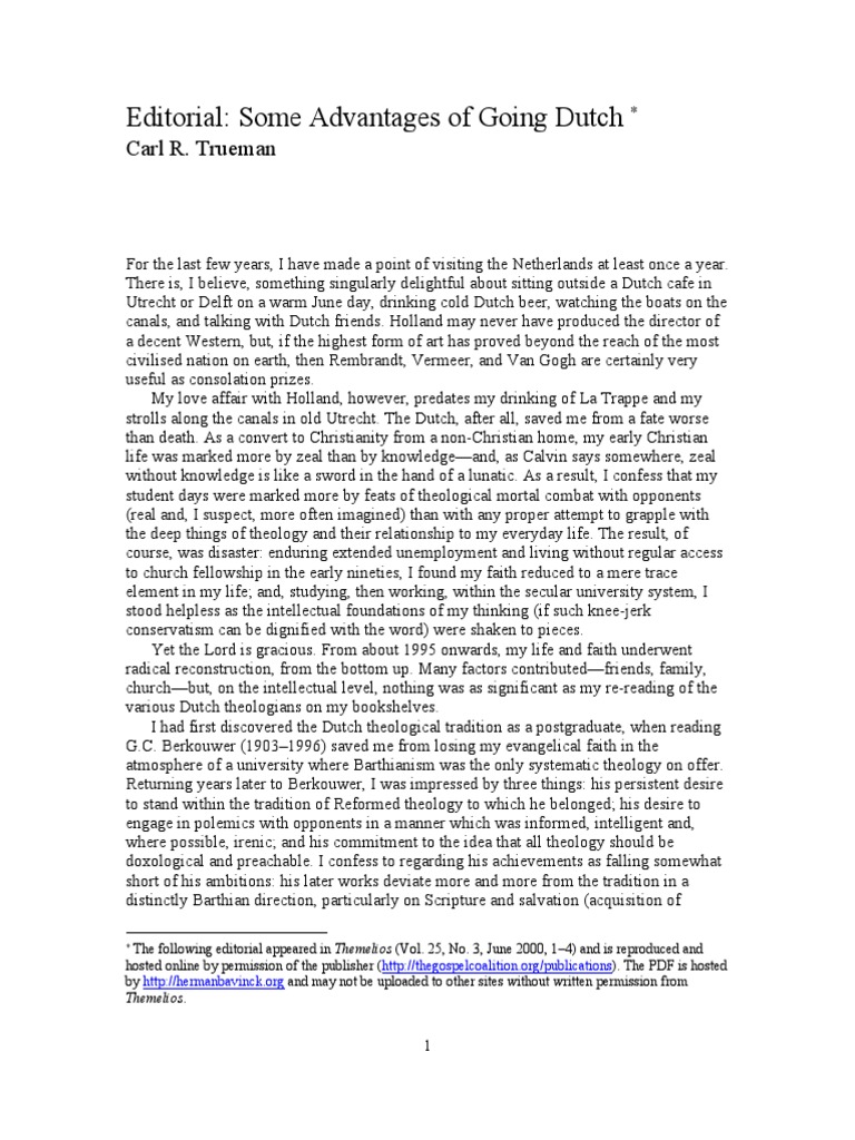 Trueman Herman Bavinck | PDF | Theology | Evangelicalism