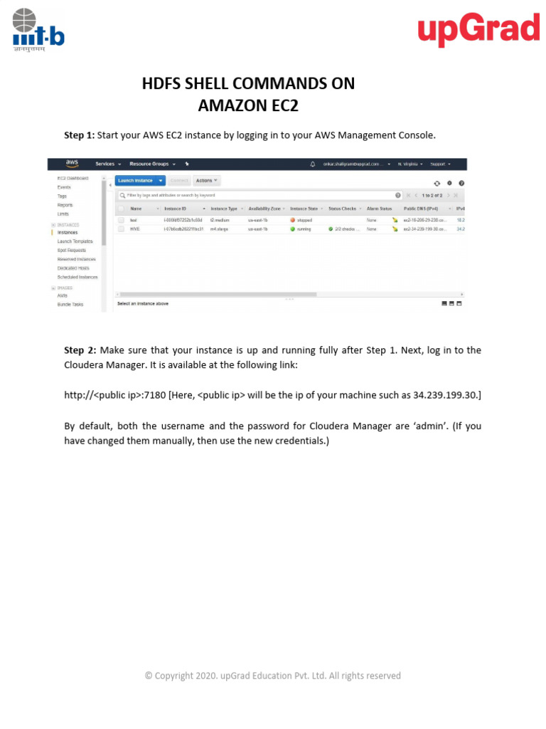 HDFS Shell Commands On AWS | PDF | Apache Hadoop | File System