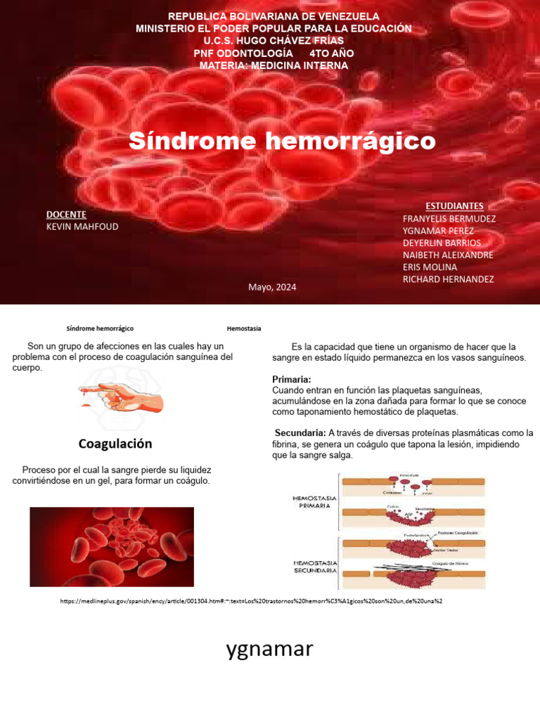 Síndrome Hemorrágico y Coagulación | PDF | Plaqueta | Sangre