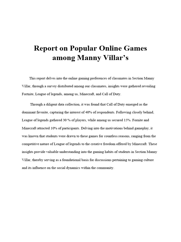 Top Online Games in Manny Villar Class | PDF