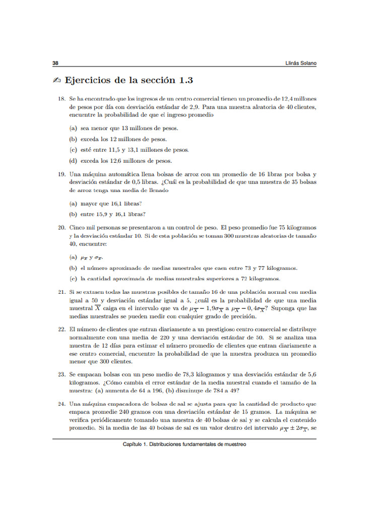 Ejercicios Distribución Muestral de La Media | PDF