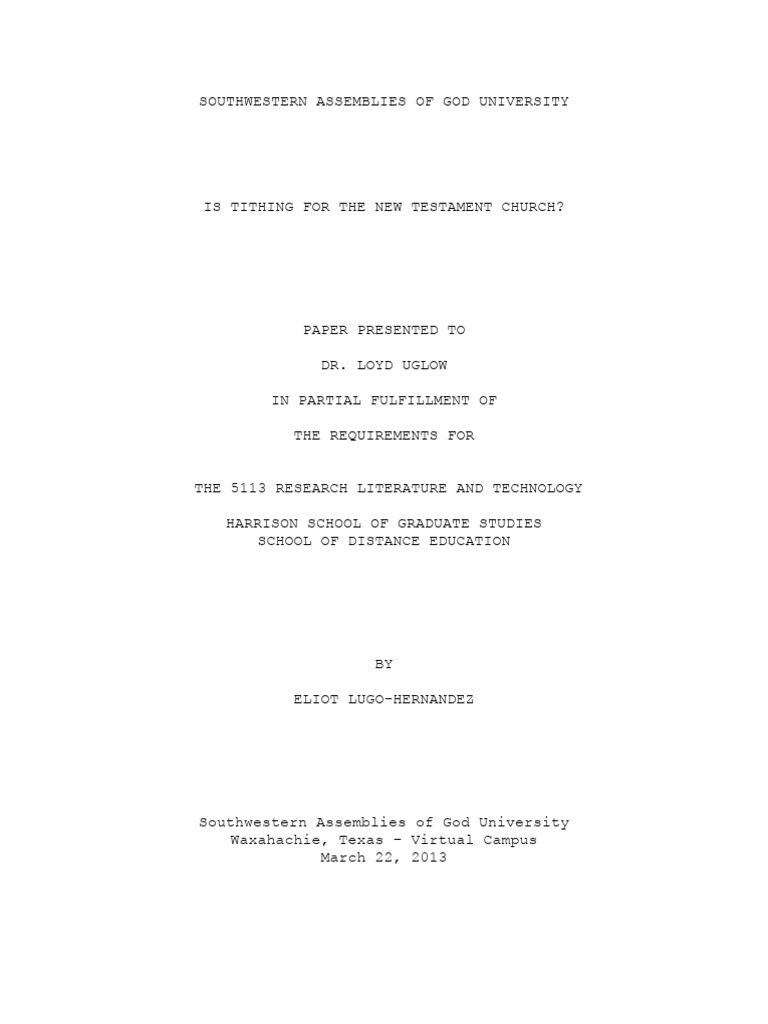 Is Tithing For The New Testament Church | PDF | Jesus | Paul The Apostle