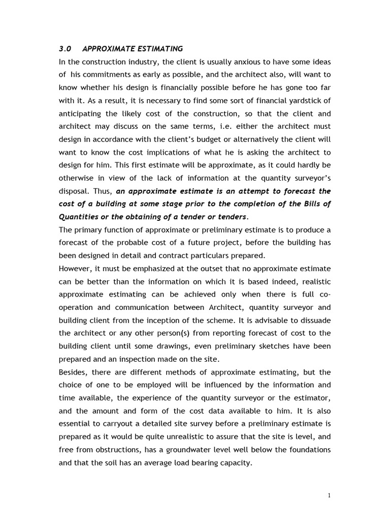 Qus 228 Tendering and Estimating For BT ND 2 | PDF | Labour Economics | Employment