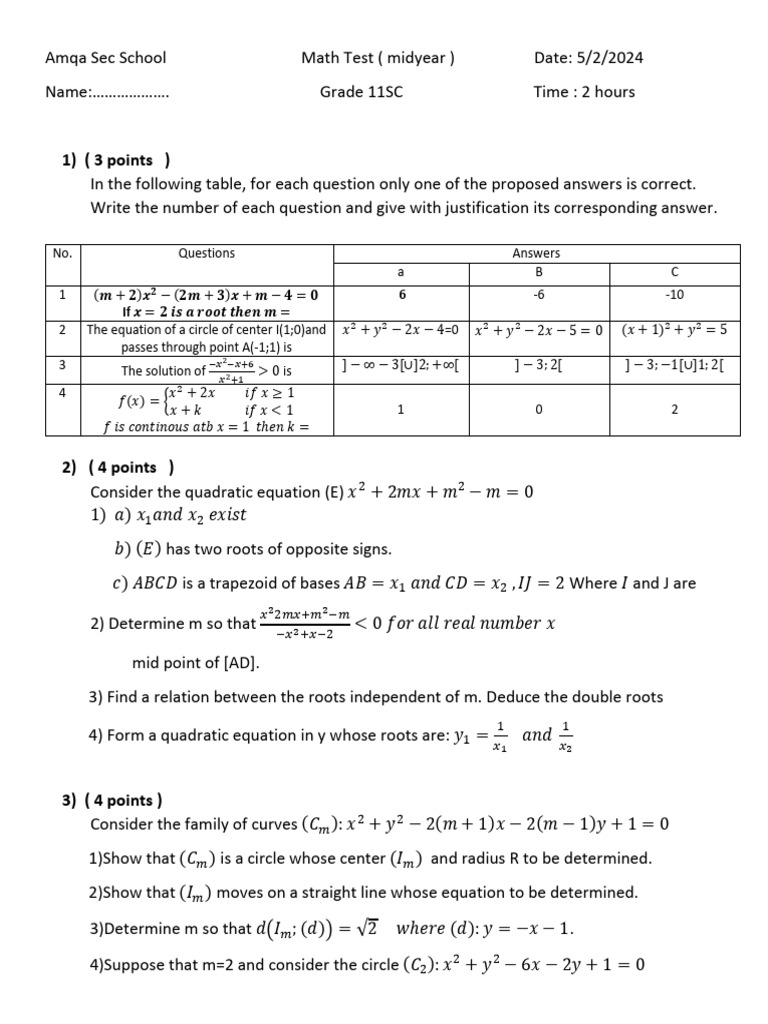 Midyear Sc2024 | PDF | Equations | Mathematical Objects