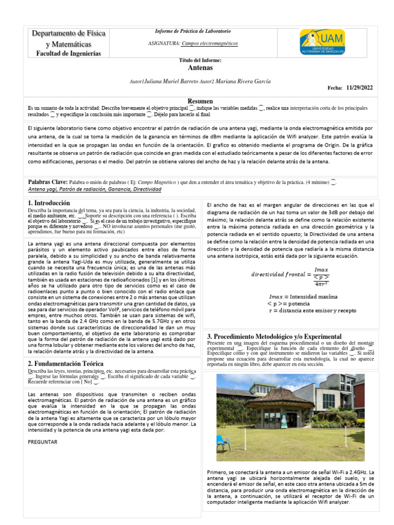 Lab Antenas Borrador | PDF | Antena (Radio) | Radiación electromagnética