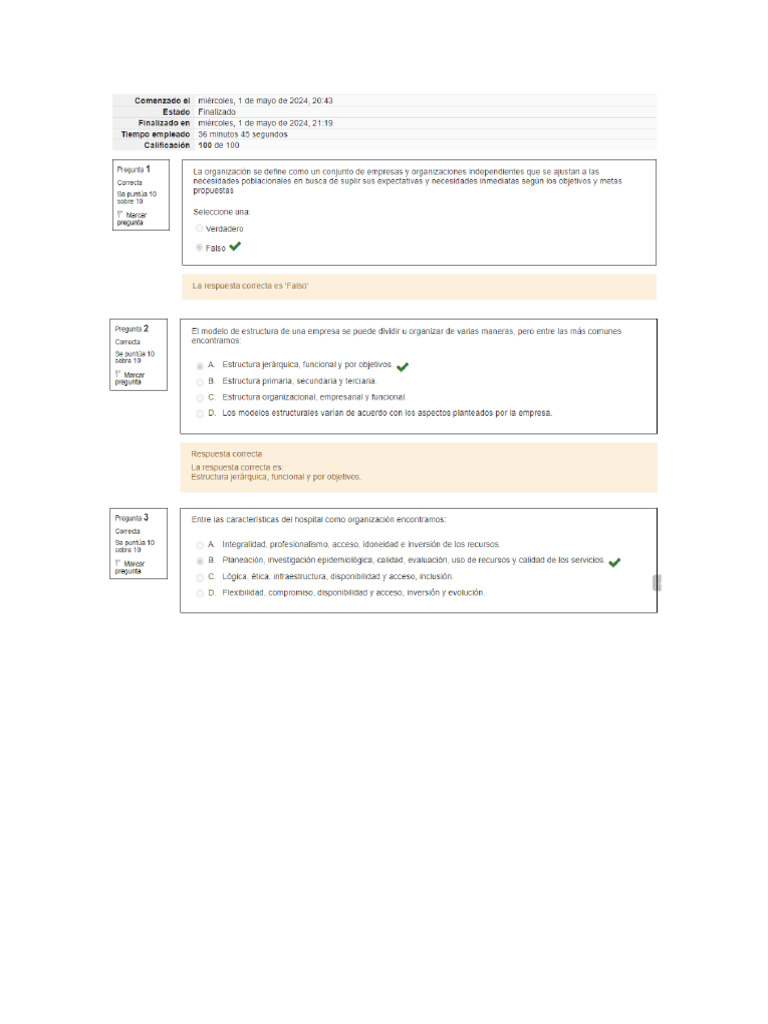 Evaluacion Modulo 2 Administracion de Empresas de Salud | PDF