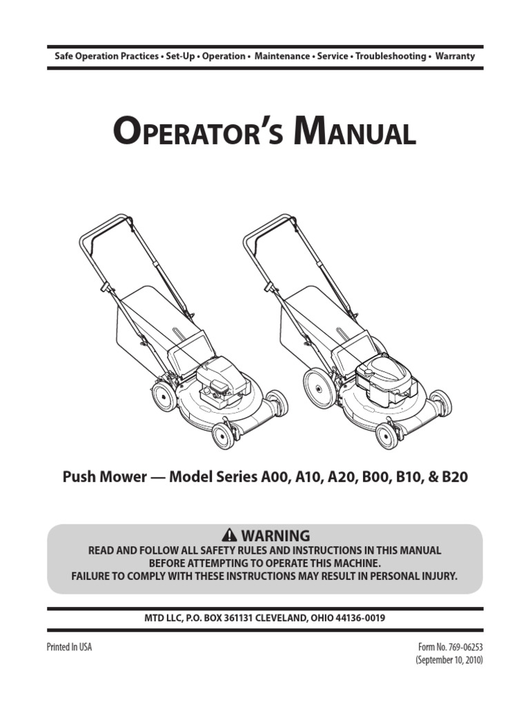 MTD Operator's Manual | PDF | Mower | Lawn