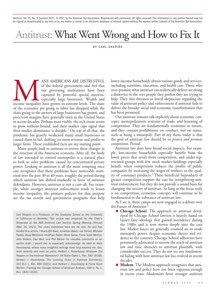 Antitrust - What Went Wrong and How To Fix It | PDF | Competition Law ...