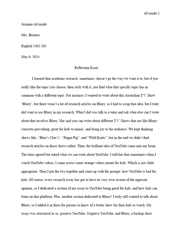 Last Reflection Essay 2k Words | PDF | Essays
