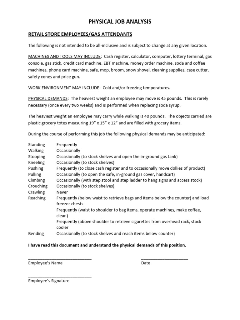 Physical Job Analysis | PDF