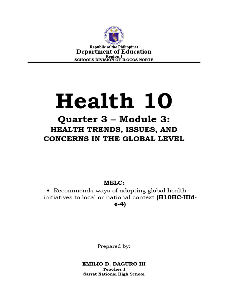 HEALTH 10 Q3 Mod3 Weeks 4 5 EmilioDaguroIII 1 | PDF | Millennium ...