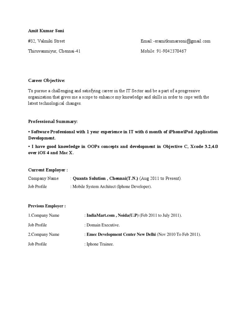 Amit CV | PDF | Xcode | Ios