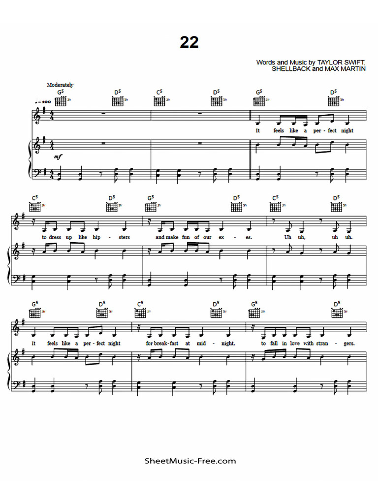 22 Sheet Music Taylor Swift SheetMusic | PDF