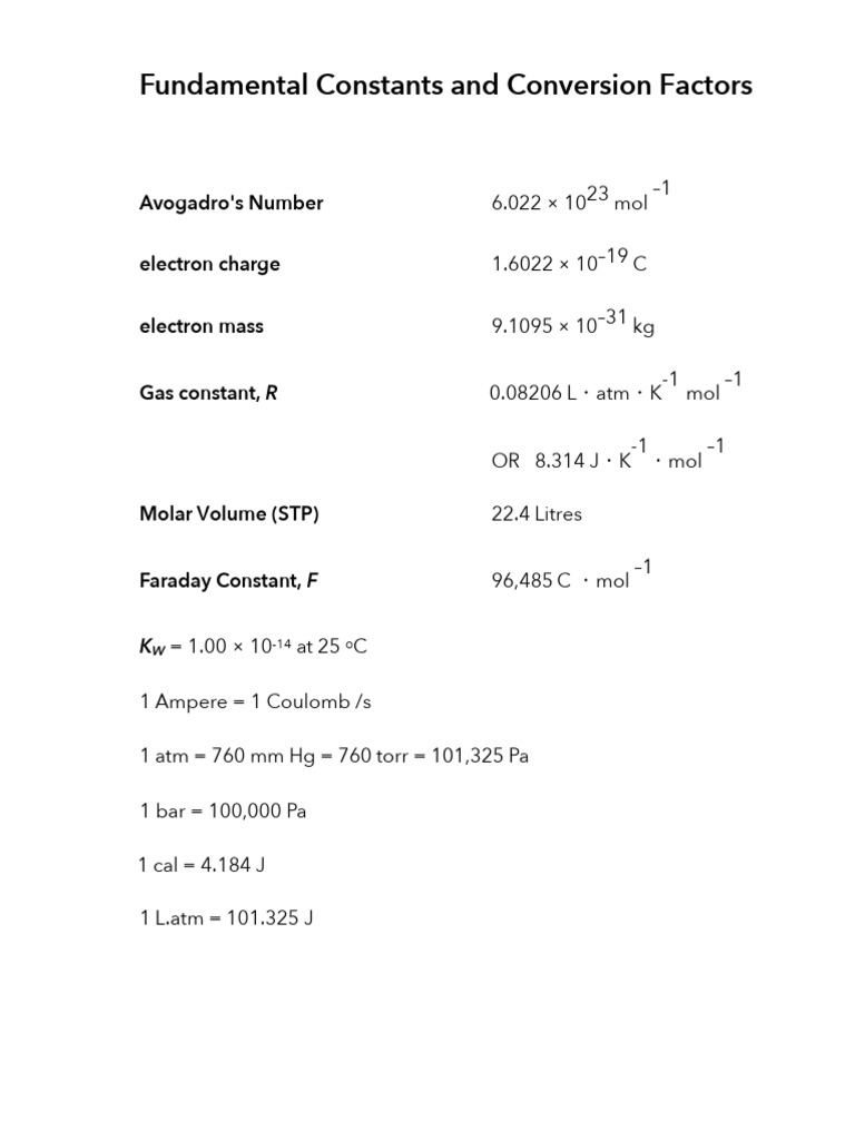 CHMA11 Formula Sheet-Updated | PDF | Continuum Mechanics | Physical ...