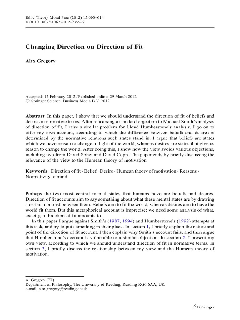 Changing Direction On Direction of Fit | Download Free PDF | Intention | Reason