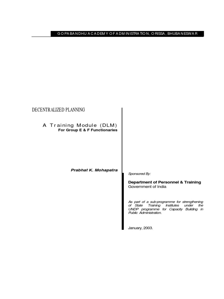 Decentralized Planning Training Module | PDF