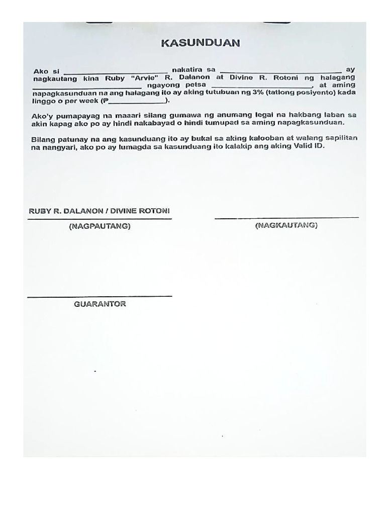 Kasunduan Sa Utang | PDF