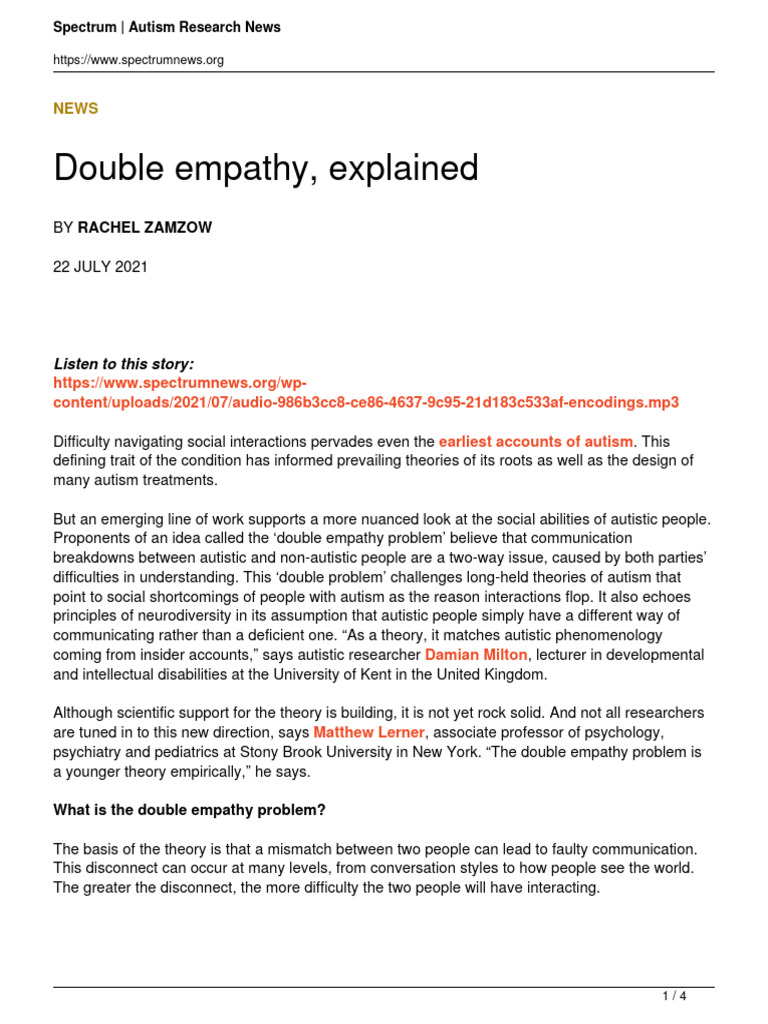 double-empathy-explained | PDF | Autism Spectrum | Behavioural Sciences
