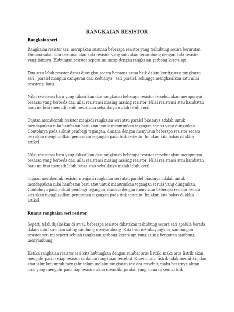 Materi Rangkaian Resistor | PDF