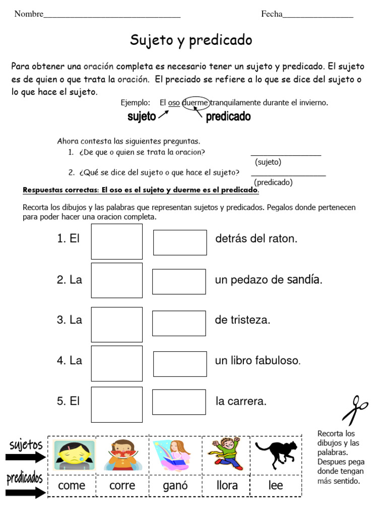 Sujeto y Predicado: Oración Oración | PDF