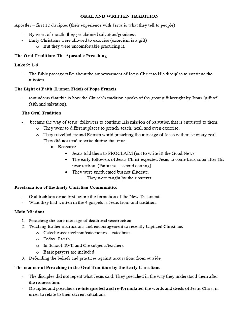 Early Christian Oral and Written Tradition | PDF | Gospel Of Mark | Jesus