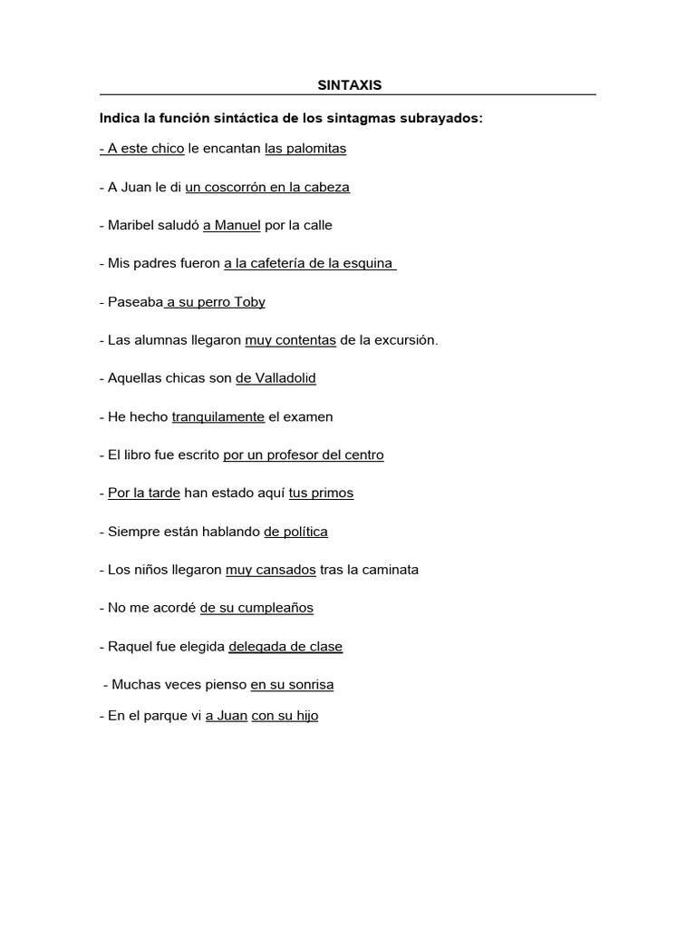 Sintaxis 4º Eso | PDF | Oración (Lingüística) | Lingüística