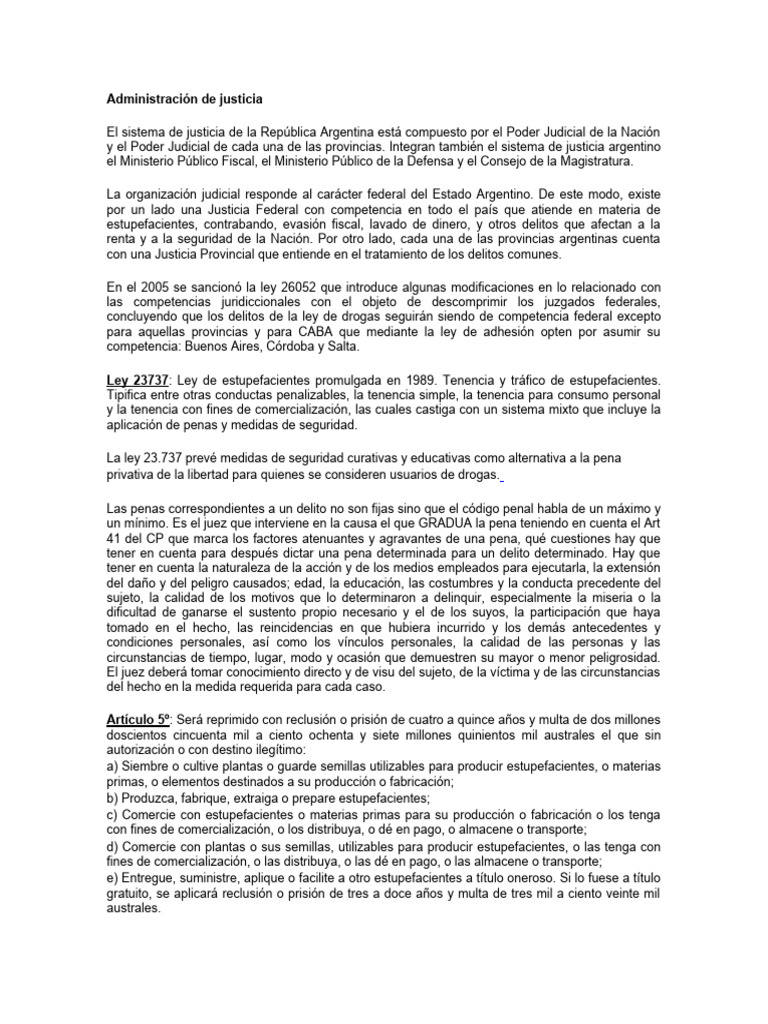 Ley 23737 | PDF | Homicidio | Castigos