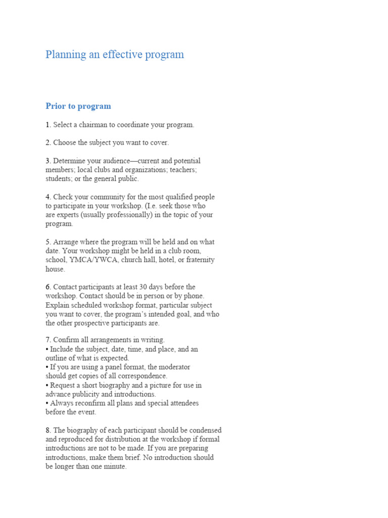 Planning An Effective Program | PDF