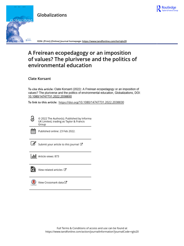 6.A Freirean Ecopedagogy or An Imposition of Values The Pluriverse and ...