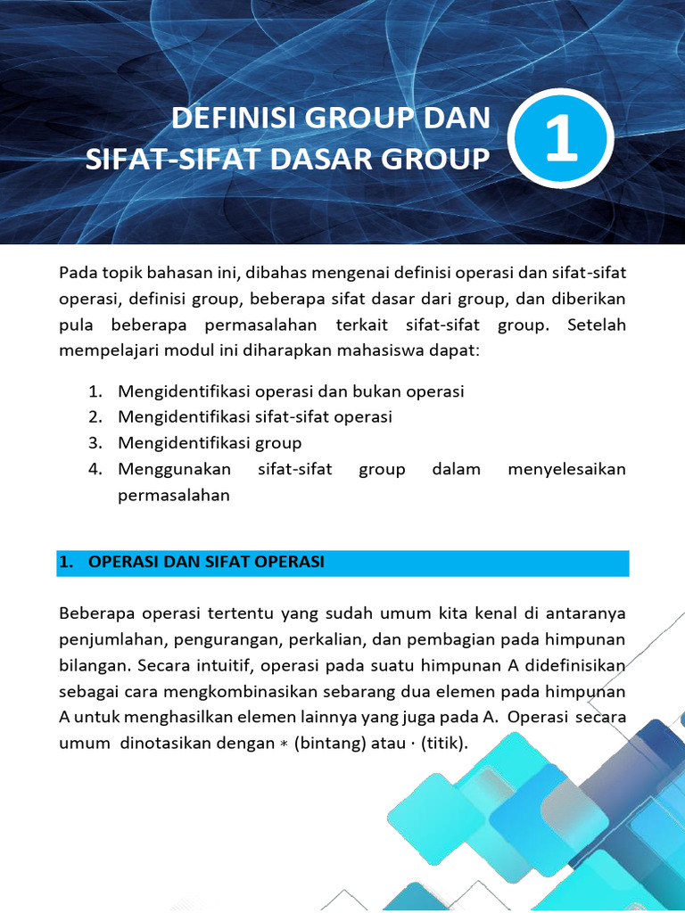 Materi T1 Operasi - Group Dan Sifatnya A5 | PDF | Komputer