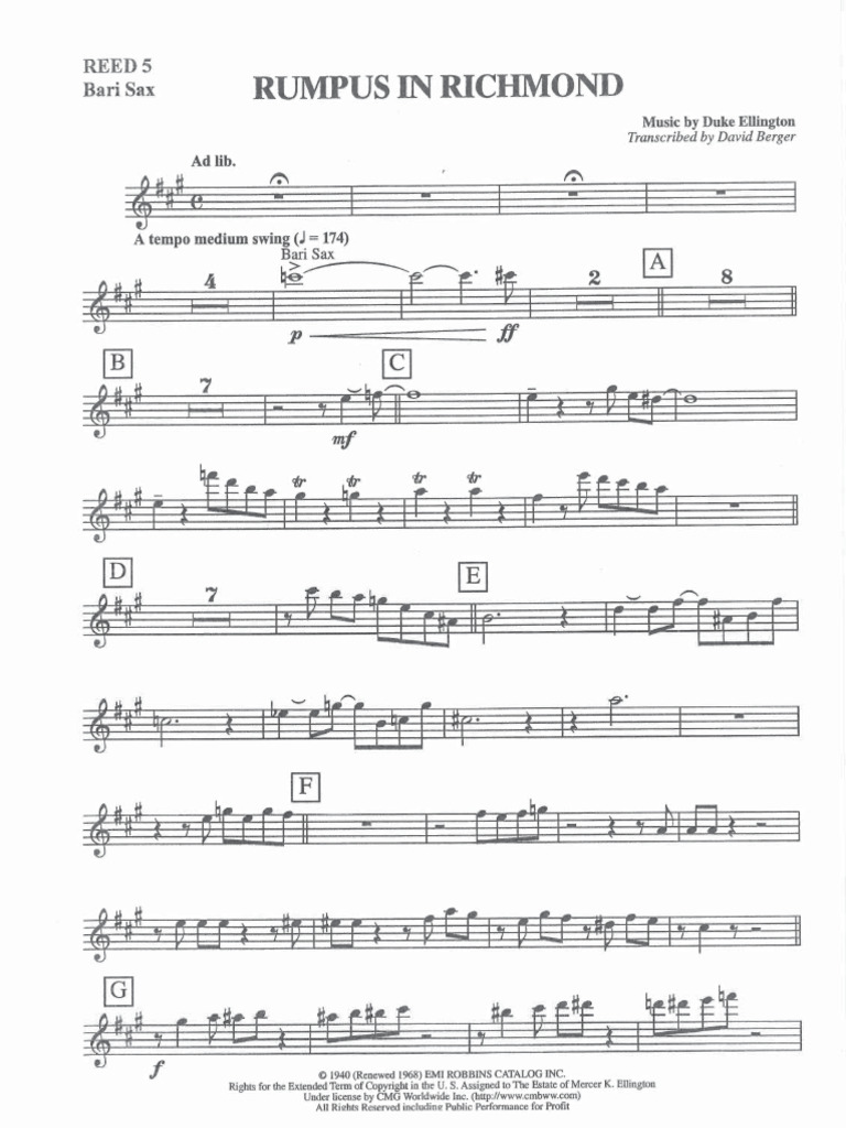 Rumpus In Richmond Baritone Sax | PDF