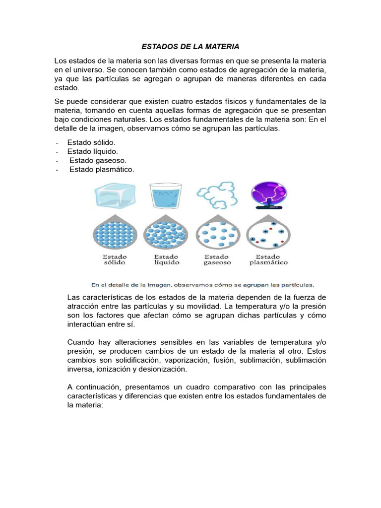 Estados de La Materia | PDF | Gases | Líquidos