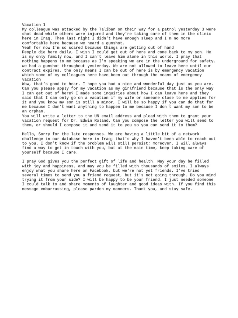 Vacation Letter | PDF | Self-Improvement | Wellness