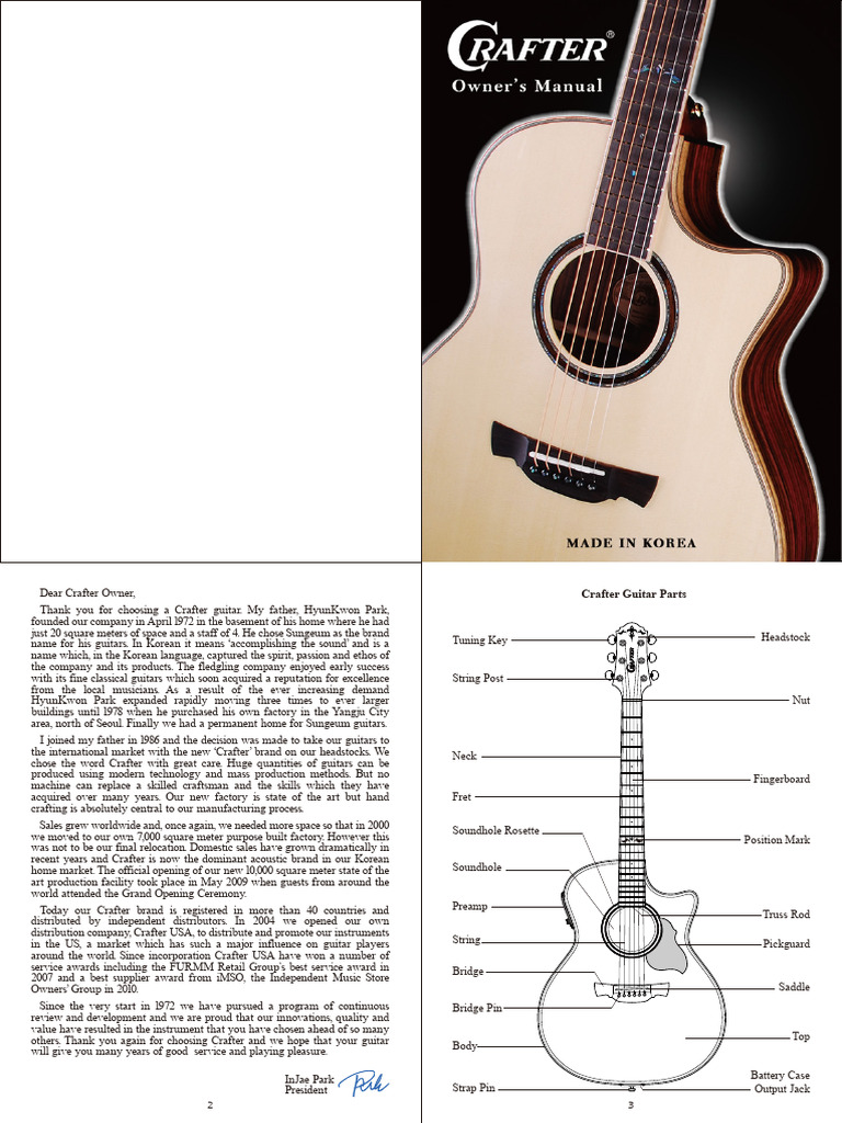 Crafter Guitar Owners Manual | PDF | Guitars | String Instruments